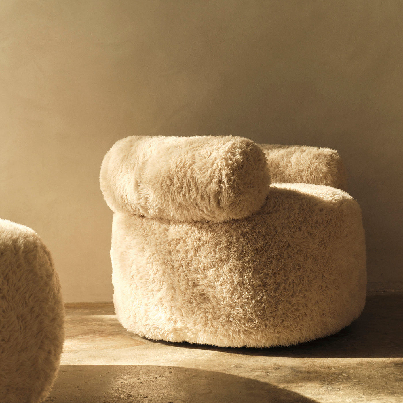 Huggy Faux Fur Armchair - Paddington Cashew – ELLISON STUDIOS.